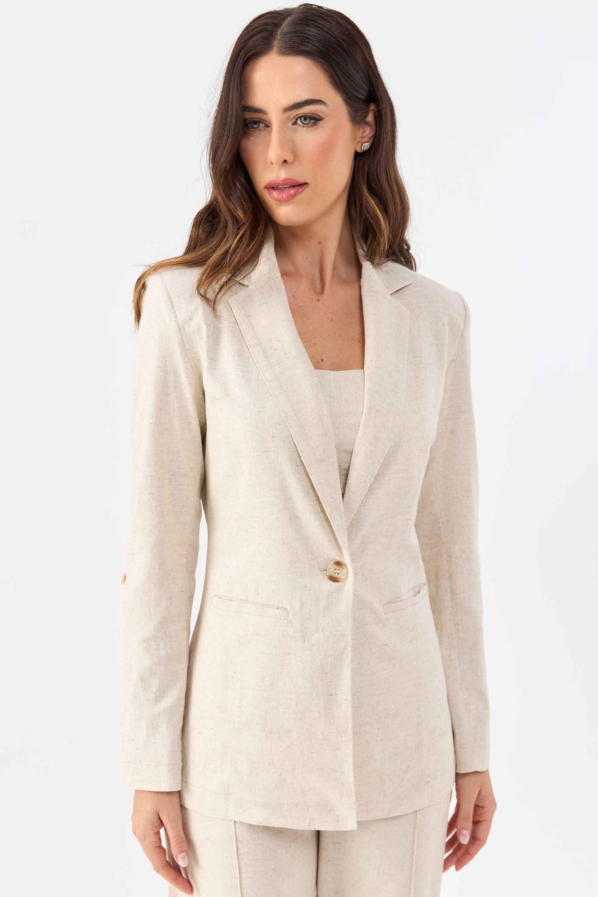 Blazer Alfaiataria Versátil Linho Natural